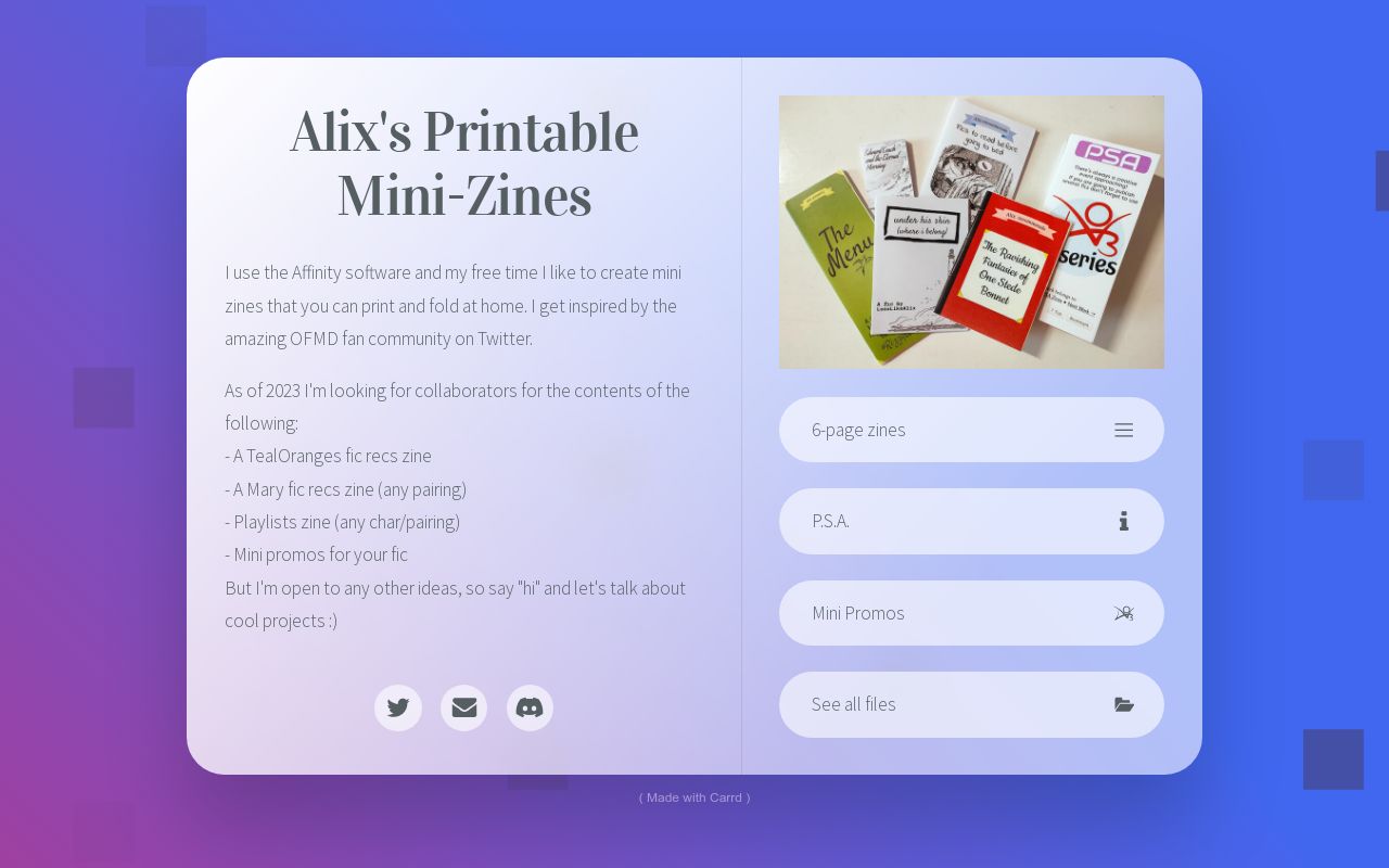 Alix Printable MiniZines